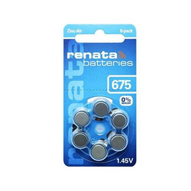 ถ่านใส่เครื่องช่วยฟัง Renata 675 [Zinc-Air] เบอร์ 675 (PR44) ของเเท้ ...