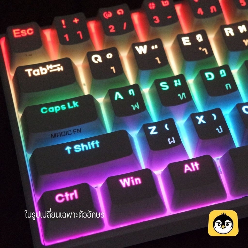 Keycap ไทยไฟลอด 104 ปุ่ม คีย์แคปไทยไฟลอด Keycap Thai ไฟลอด Mechanical ...