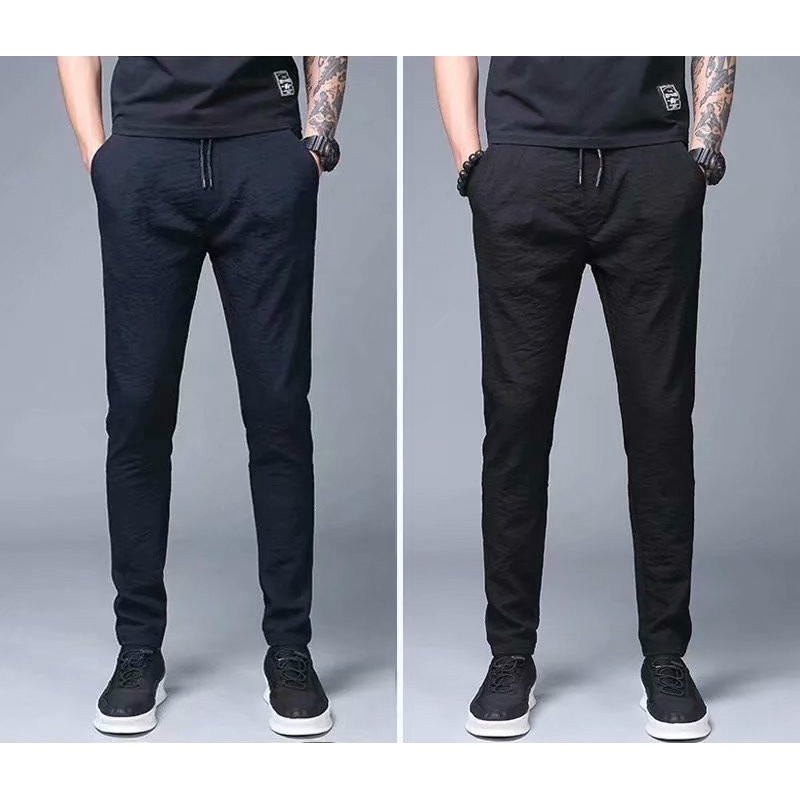 Men formal long pants sports Drawstring pants summer jogger pants ...