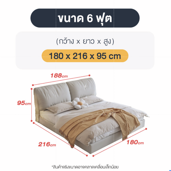 Elife bed ส่งฟรี เตียงนอนมินิมอล เตียงนอน แนวเกาหลี เตียง5ฟุต เตียง6ฟุต พนักพิงโซฟา เบาะหนา โครง ...