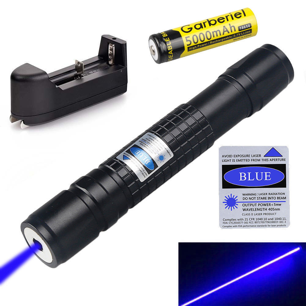 Military Grade 405nm Purple Laser Pointer Pen Power Visible Beam Light ...