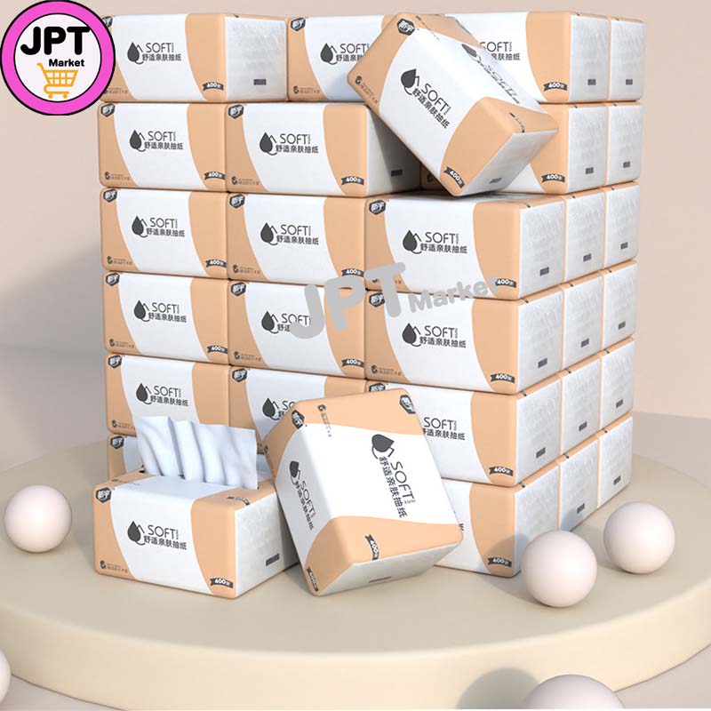 JPT Market️ กระดาษทิชชู่ หนา 3 ชั้น 400 แผ่น ทิชชู่แบบดึง เหนียว แข็งแรง และ นุ่ม กระดาษเช็ดหน้า ...