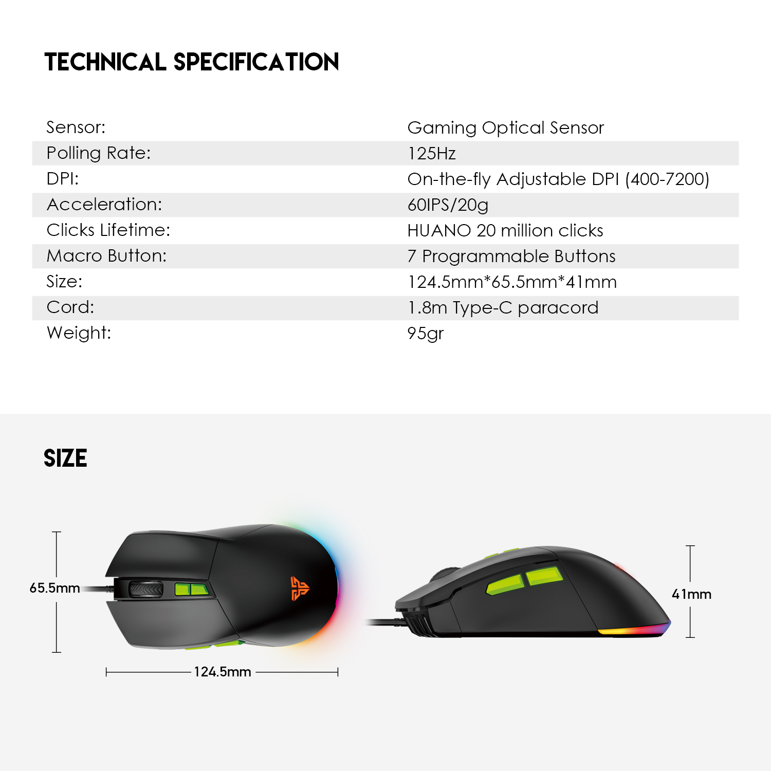FANTECH เมาส์เกมมิ่ง Optical Sensor ตั้งมาโครได้ 7200 DPI ไฟ RGB รุ่น ...