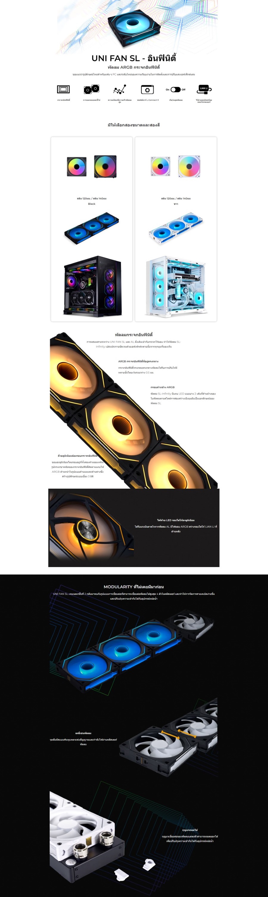 iHAVECPU FAN (พัดลม) LIAN LI UNI FAN SL-INFINITY 120 RGB WHITE PACK 3 ...