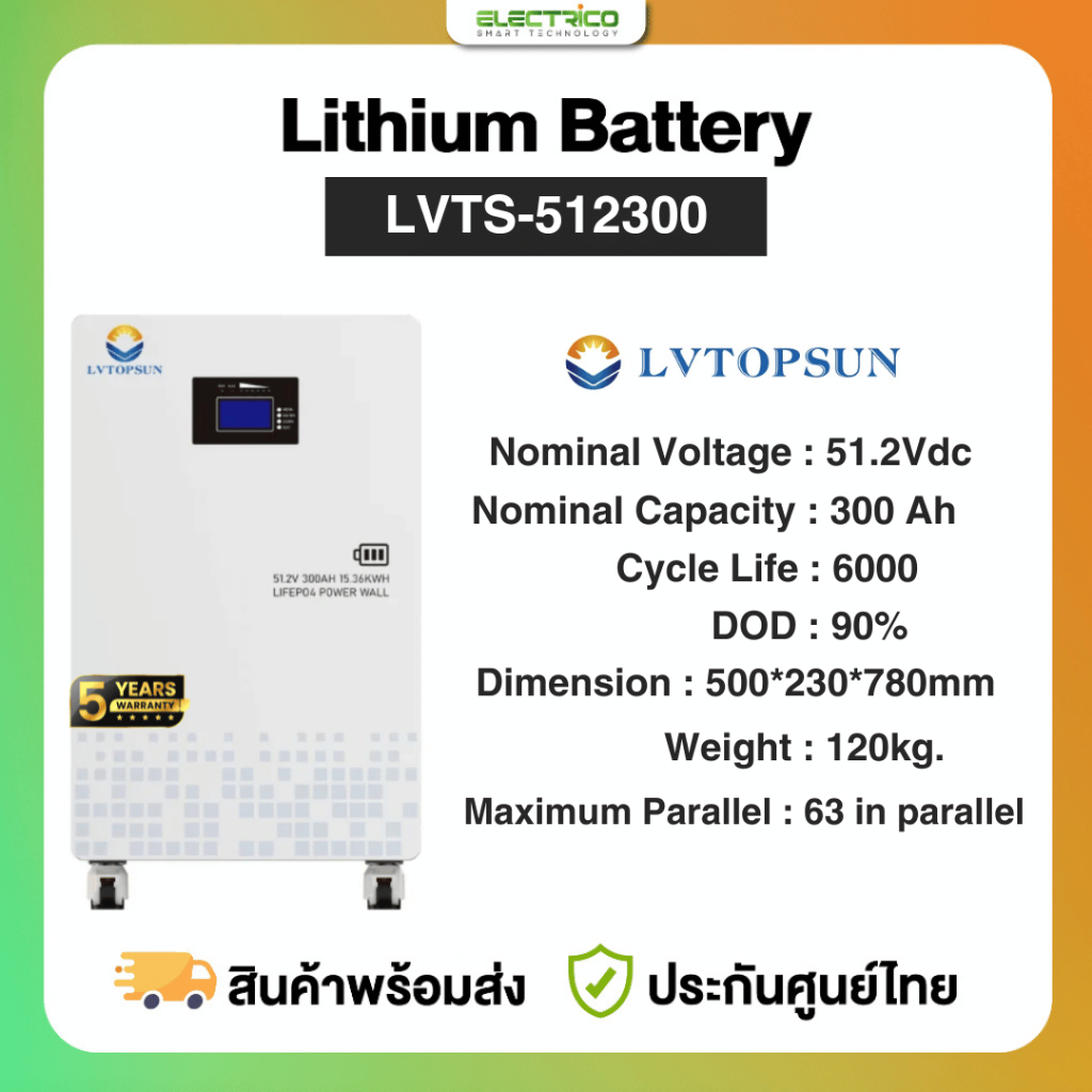 LVTS-512300 Lifepo4 6000 Cycle ,80% DOD 51.2V 300Ah ,Brand LVTOPSUN แบบ ...