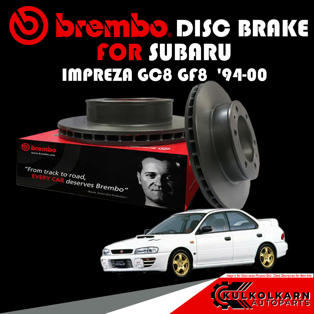 จานเบรกหน้า BREMBO SUBARU IMPREZA GC8 GF8 ปี 94-00 (09 9077 11)(09 5674 21) | Lazada.co.th