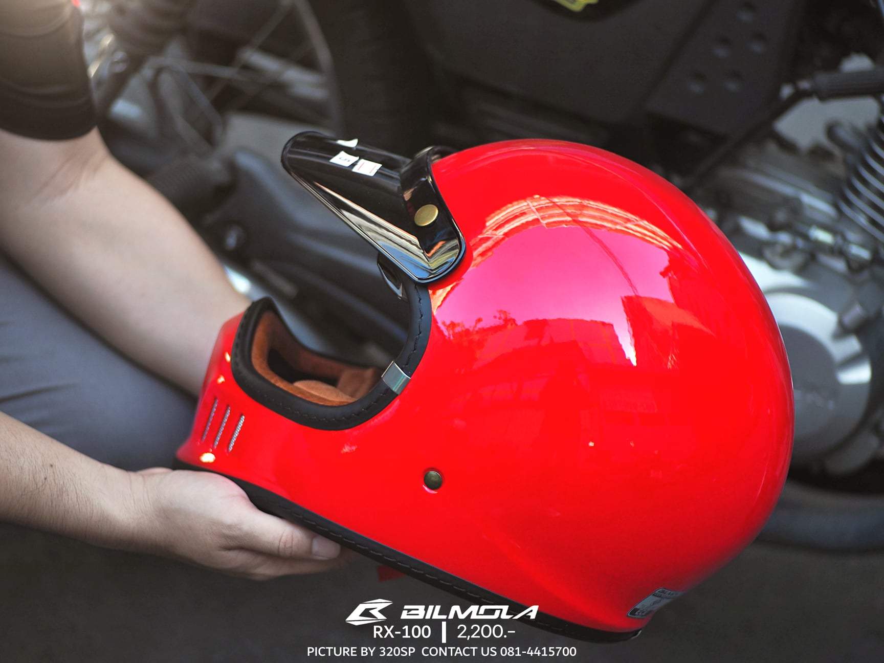 แถมฟรี!!! แก๊ปติดหน้าหมวก หมวกกันน็อค Bilmola RX100 ปี 2023 สไตล์ Old ...