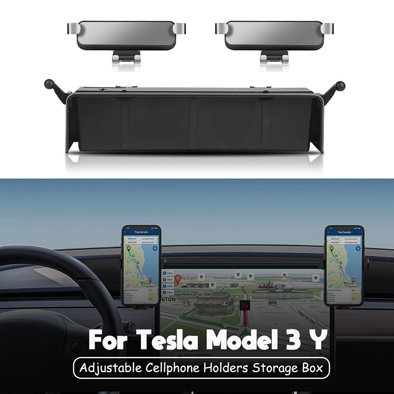 Car Phone Mount for Tesla Model 3 Model Y, with 2 Adjustable Cellphone ...