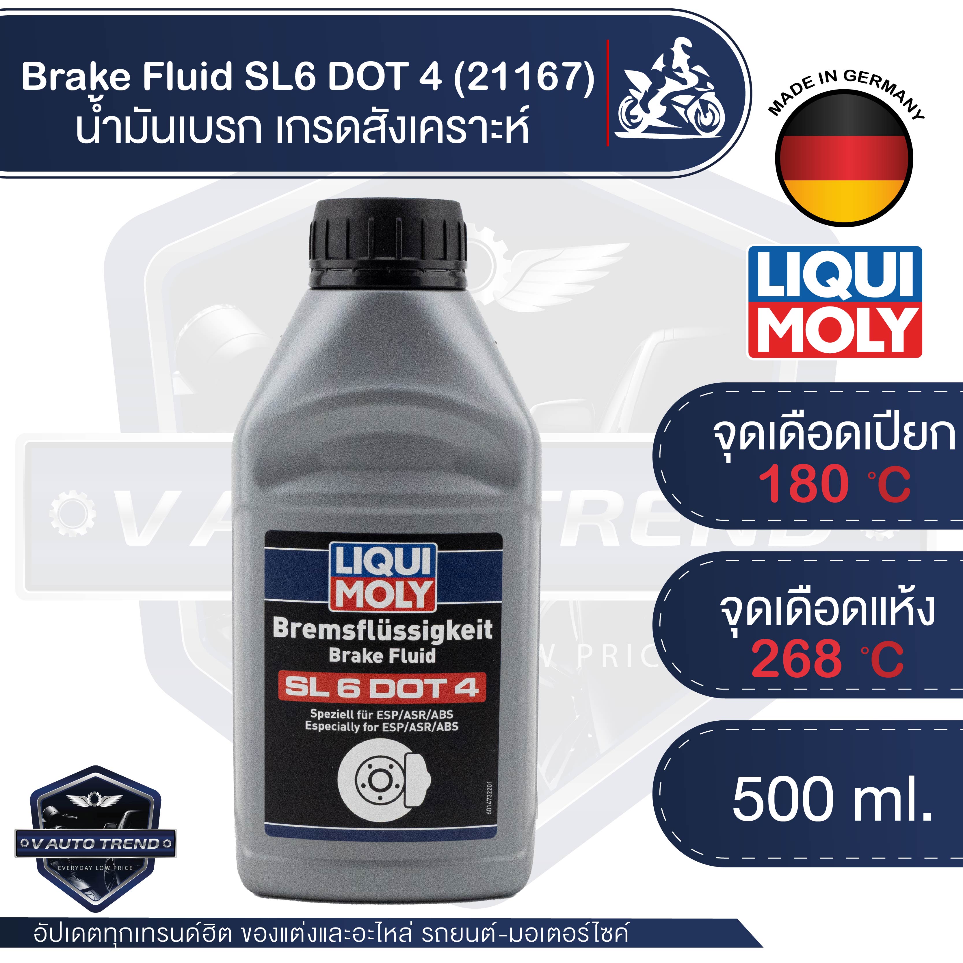 น้ำมันเบรค LIQUI MOLY Brake Fluid SL6 DOT 4 น้ำมันเบรคเกรดสังเคราะห์ กล้าขับขี่ได้อย่างมั่นใจ ใน ...
