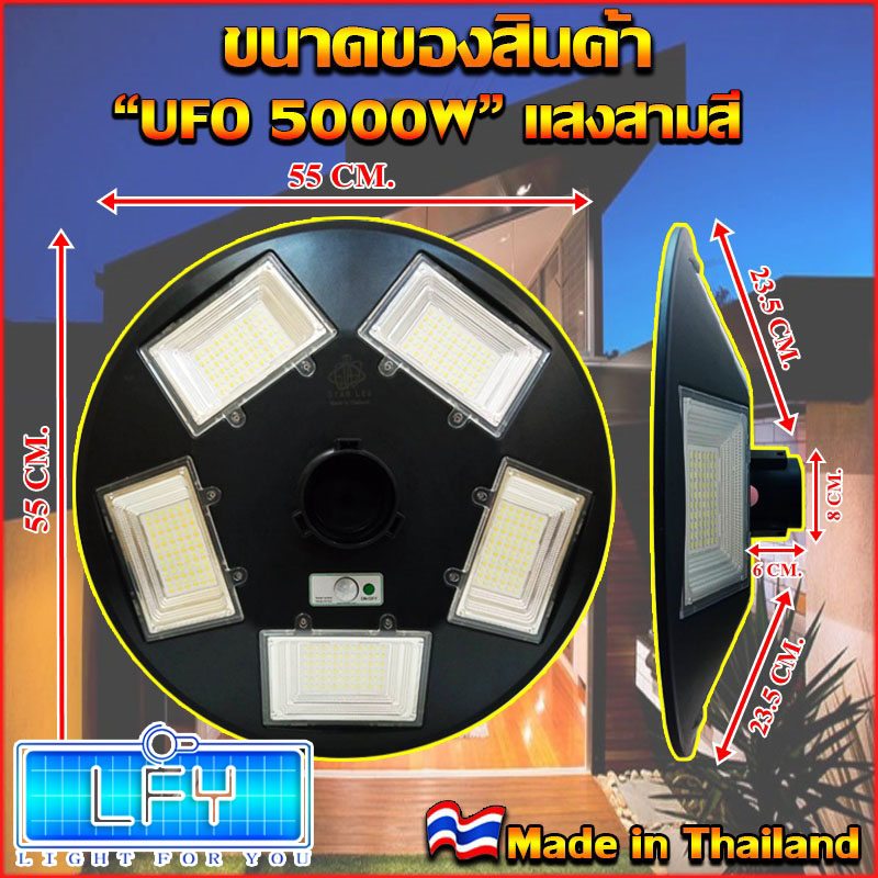 UFO5000W-WW แสงวอร์มไวท์ โคมไฟถนนโซล่าเซลล์ UFO Square Light ไฟถนนโซล่าเซลล์ พลังงานแสงอาทิตย์ ...