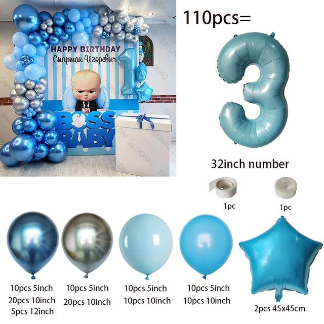 yiyi51953 110pcs boss baby Arch Kit Garland Foil Helium Balloon Baby ...