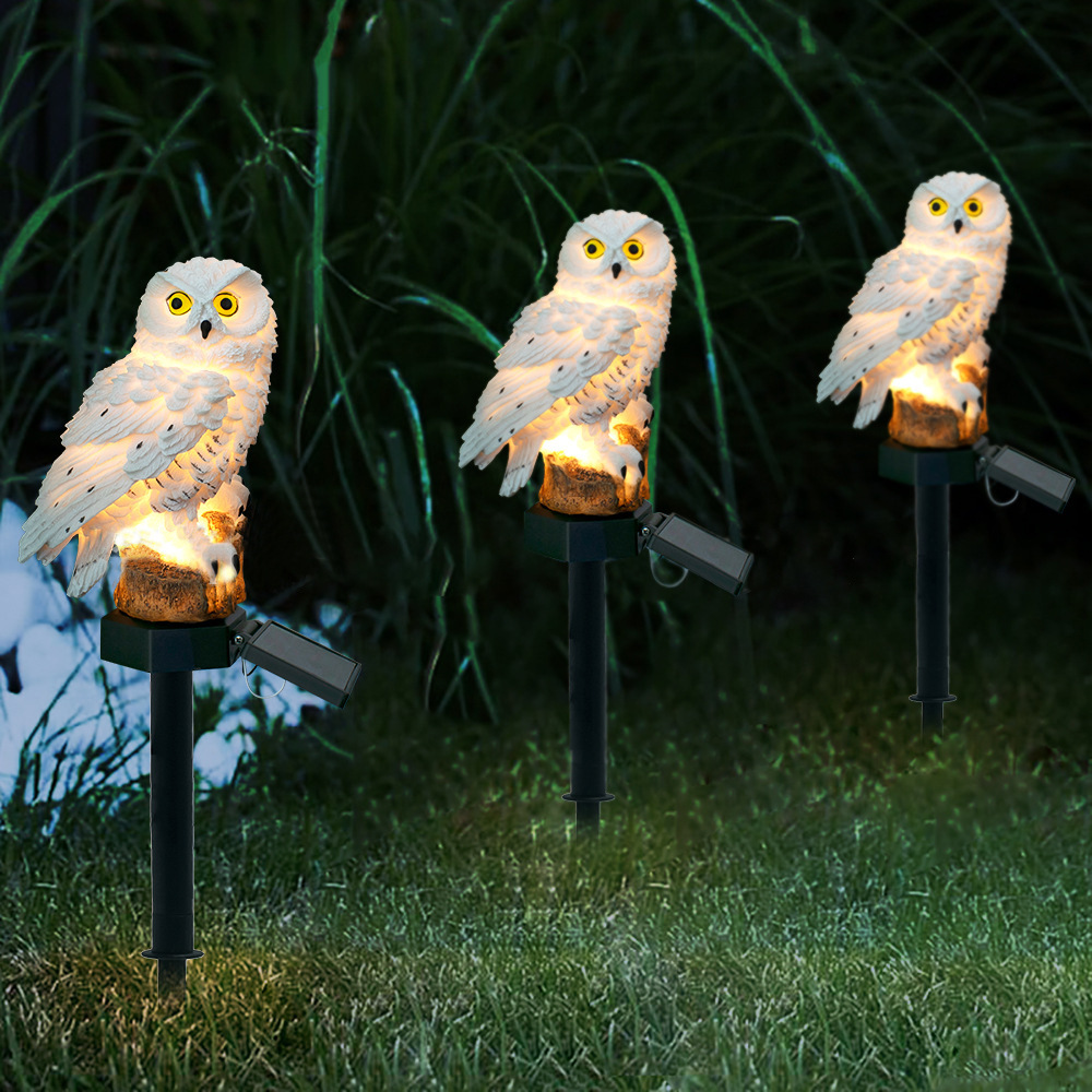 Solar Powered LED Lights Garden Owl Animal Pixie Lawn Lamps Ornament ...
