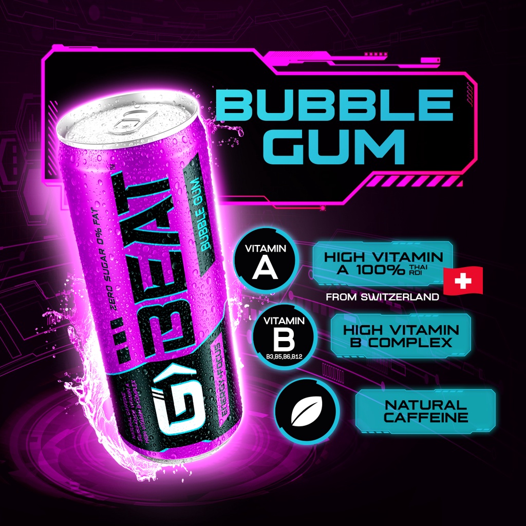 เครื่องดื่ม G-BEAT Bubble Gum ขนาด 325 มล. (แพ็ค 12 กระป๋อง) - Rhuthgon ...