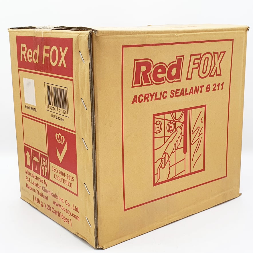 กาวอะครีลิก REDFOX 1 ลัง 20 หลอด มีสี น้ำตาล ขาว ดำ เทา กาวซิลิโคน ซิลิโคน อะคิลิก Red Fox ...