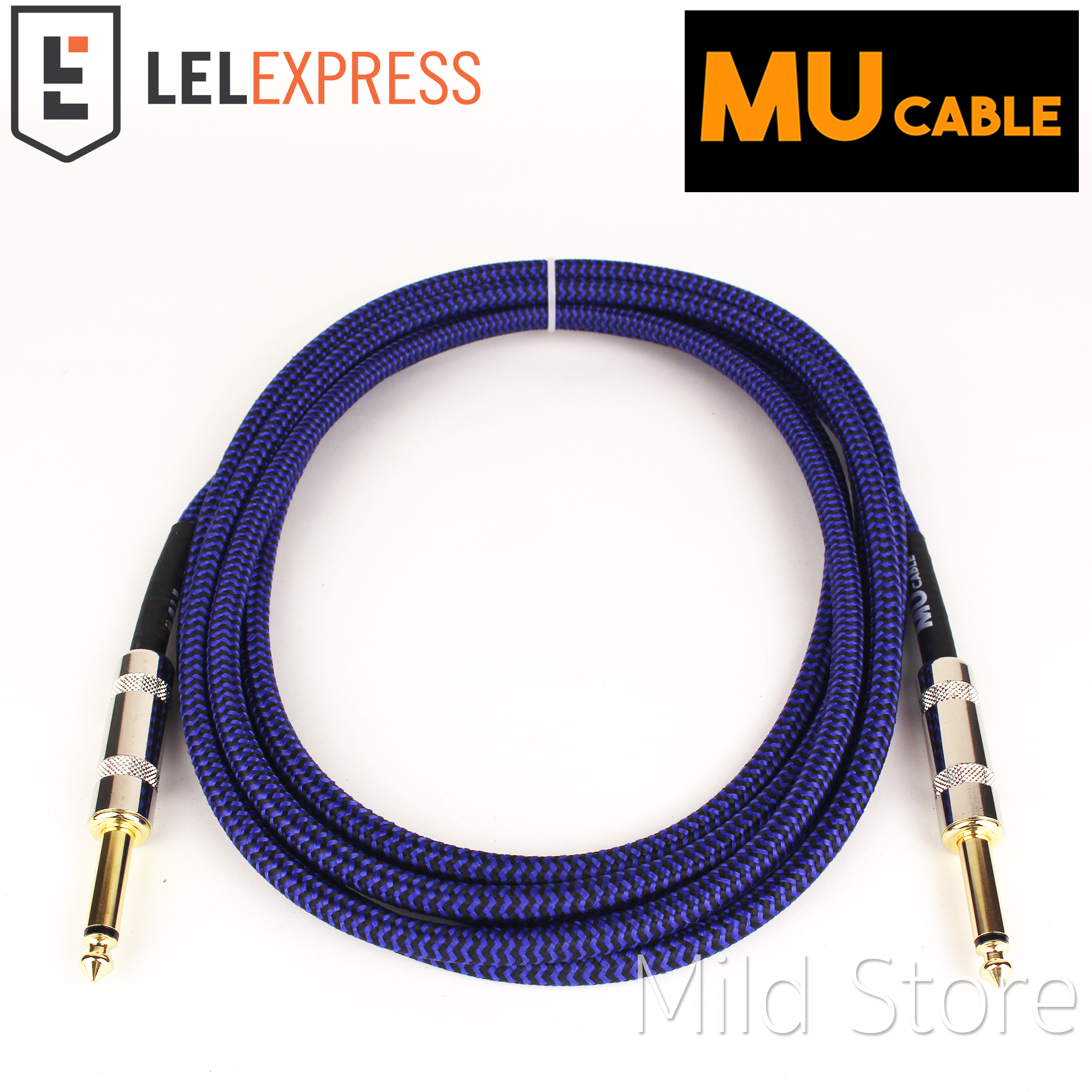 MU Cable สายแจ๊คกีต้าร์ ไฟฟ้า เบสไฟฟ้า รุ่น01 สีน้ำเงิน หัวตรง ยาว 3 ...