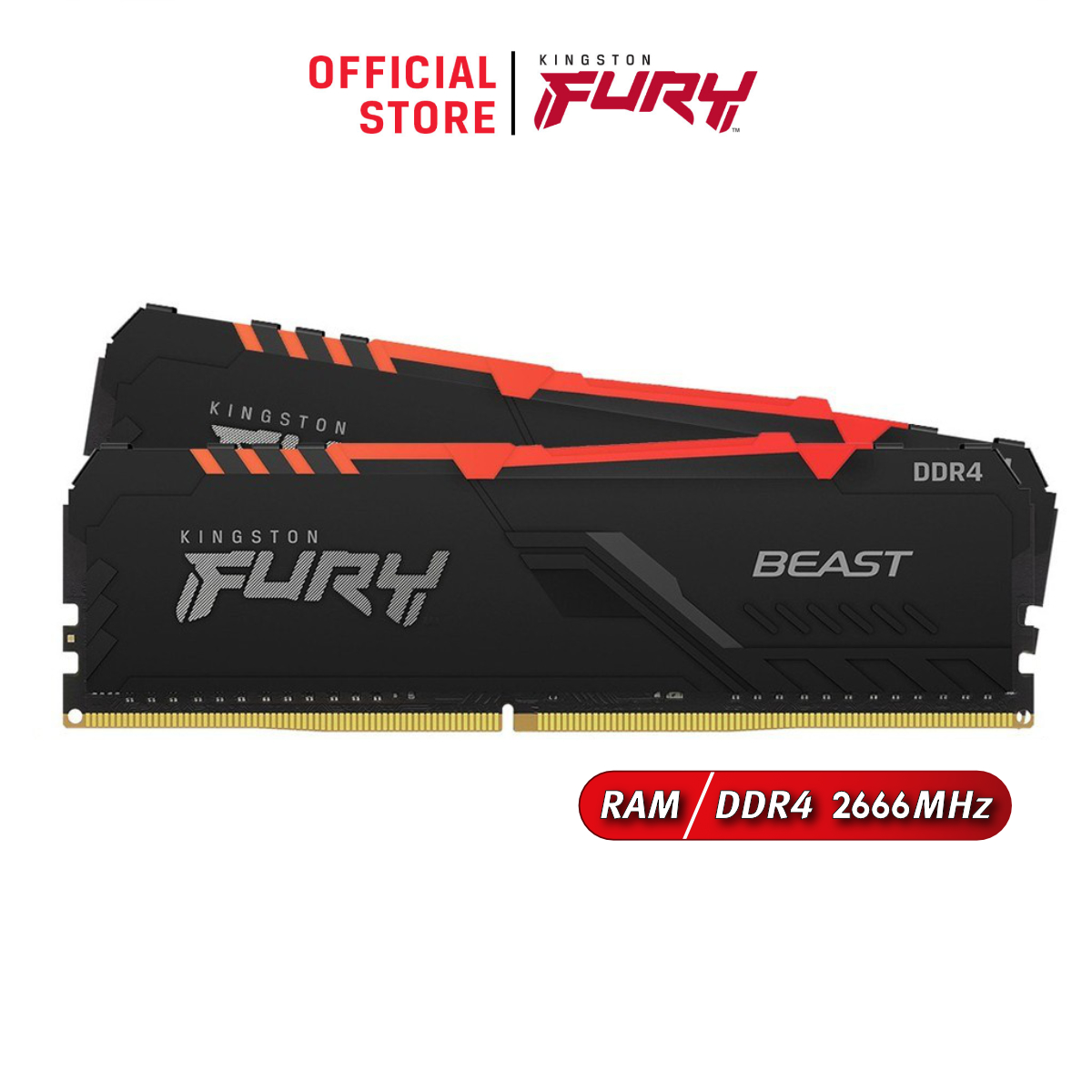 Kingston 16GB 2666MHz FURY Beast RGB Ram DDR4 CL16 DIMM (Kit of 2) - (KF426C16BBAK216 ...