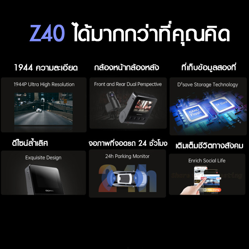 DDPAI Z40 GPS Dual-channel recording Dash cam Car Camera กล้องติดรถยนต์ ...