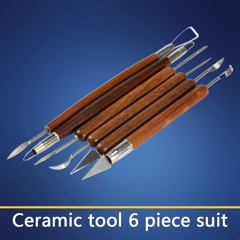 6PcsSet Wooden Handle Clay Wood Sculpting Tools Smoothing Wax Carving ...