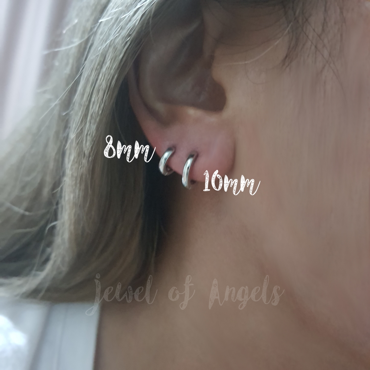 พร้อมส่ง ต่างหูก้านเงินS925 ต่างหูห่วงเบสิคหนา ขอบเหลี่ยม รุ่นห่วงเล็ก 8mm 10mm 12mm สีเงิน ...