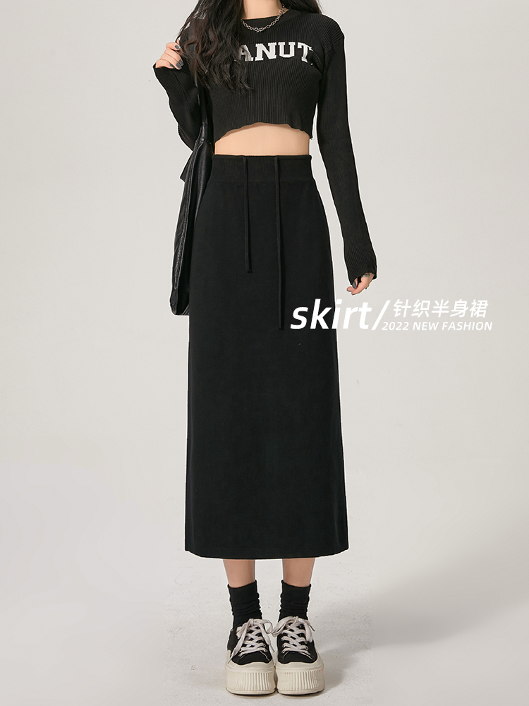 YEGU กระโปรงถักสะโพกทรงตรงผ่าหลังสีดำดีไซน์ A-Line Dresses | Lazada.co.th