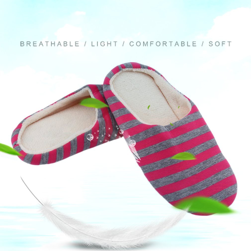 wholesale Soft Stripe cotton Plush Slippers Indoor Home Anti-skid ...