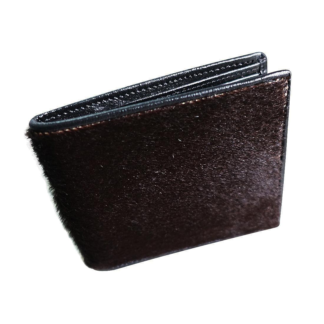 HonestBee Beautiful cow fur Bifold wallet in dark brown for unisex ...