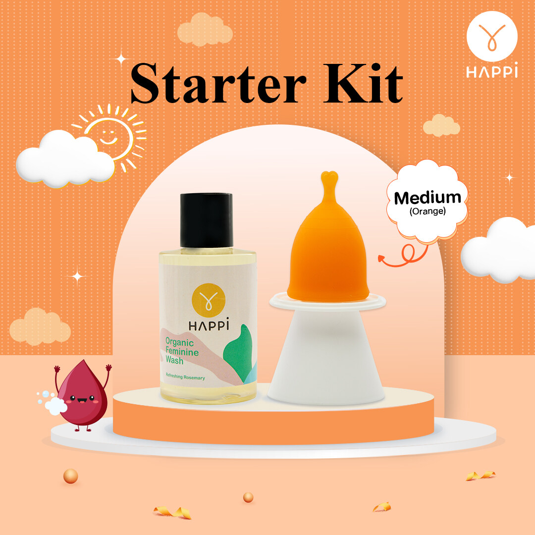 ชุดเริ่มต้น Medium - ส้ม (Happicup Starter Kit Medium Orange) ถ้วยอนามัย สบู่ - happi official ...