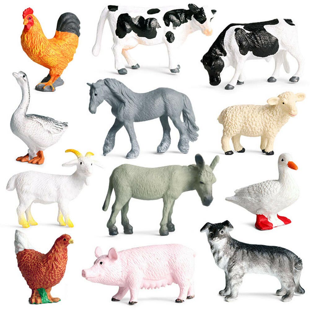 12Pcs Mini Farm Animal Toys Action Figures Bundle Playset For Toddlers ...