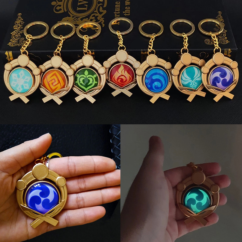 Anime Keychain Genshin Impact Element Vision God's Eye Luminous Inazuma ...