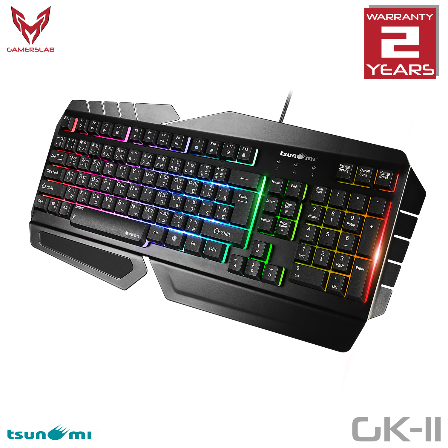 GamersLab (คีย์บอร์ดเกมมิ่ง) Tsunami GK-11 Gaming Keyboard RGB Jet ...