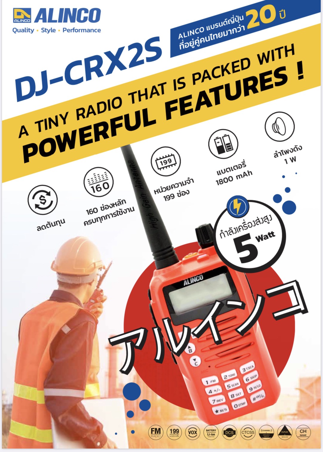 วิทยุสื่อสาร Alinco รุ่น DJ-VX10 สำหรับหน่วยงานราชการ และรัฐวิสาหกิจ กู้ภัย ทหาร ตำรวจ เทศบาล ...