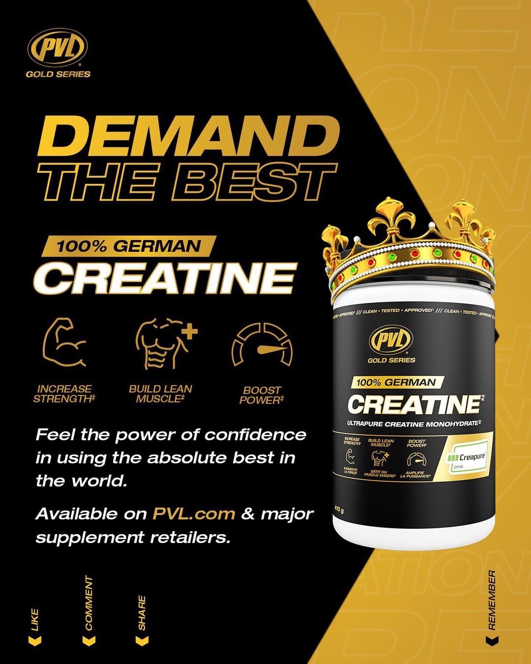 PVL Creapure Creatine Unflavoured 240 g.- 410 g - Bodyfit Nutrition ...