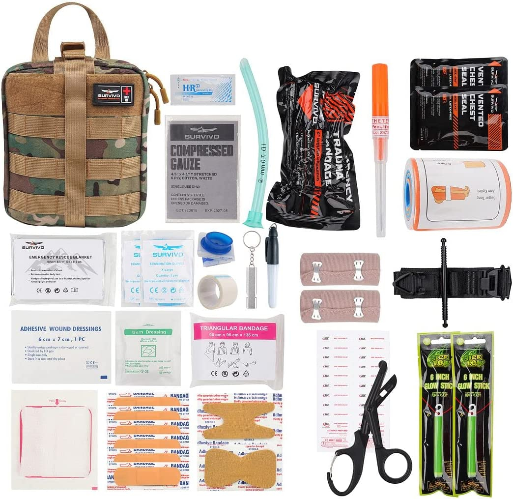 SURVIVD Advanced IFAK Trauma First Aid Kit with American SOF Tourniquet ...