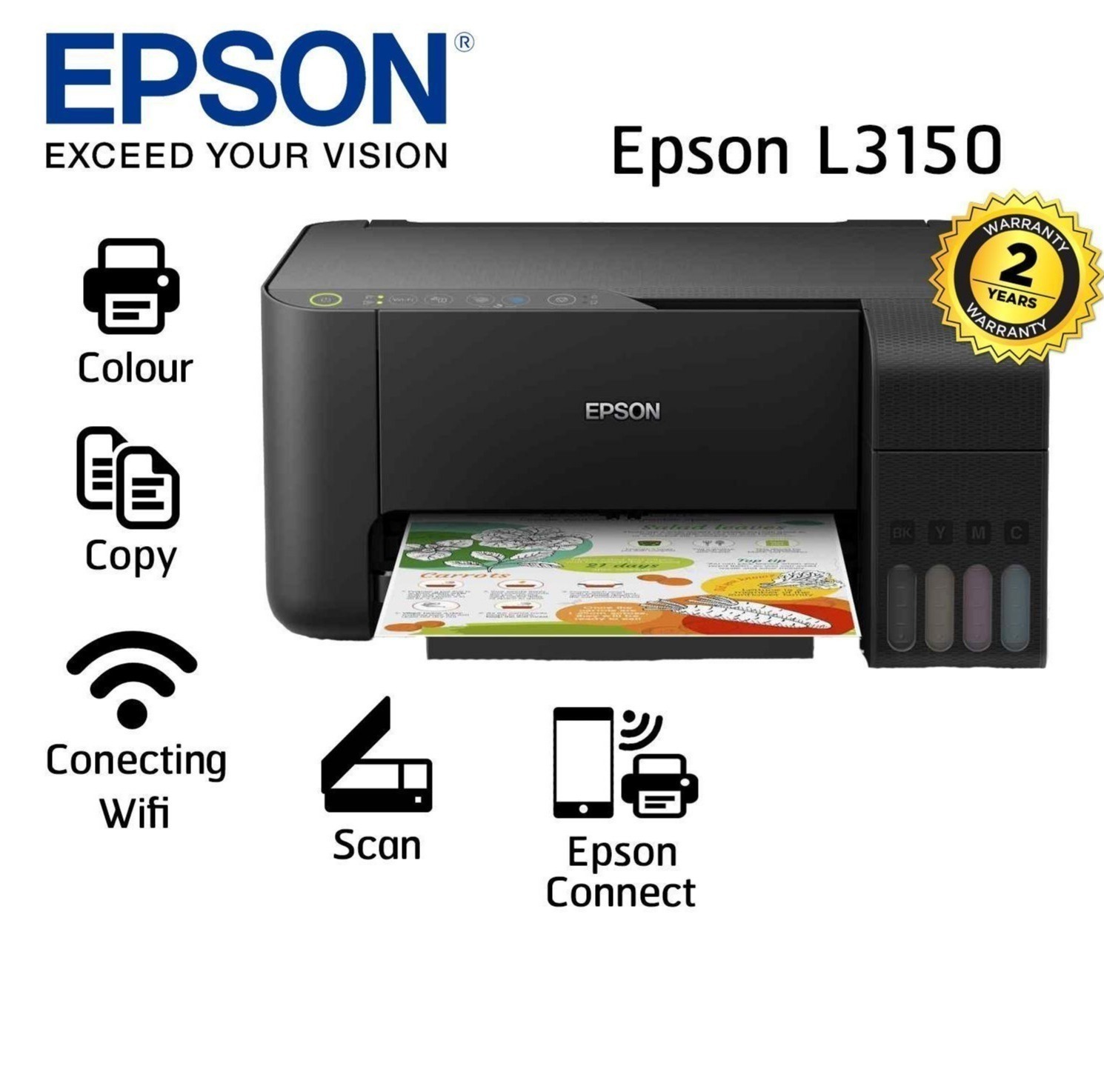 Printer Epson EcoTank L3150 Wi-Fi All-in-One Ink Tank Printer - MixASale