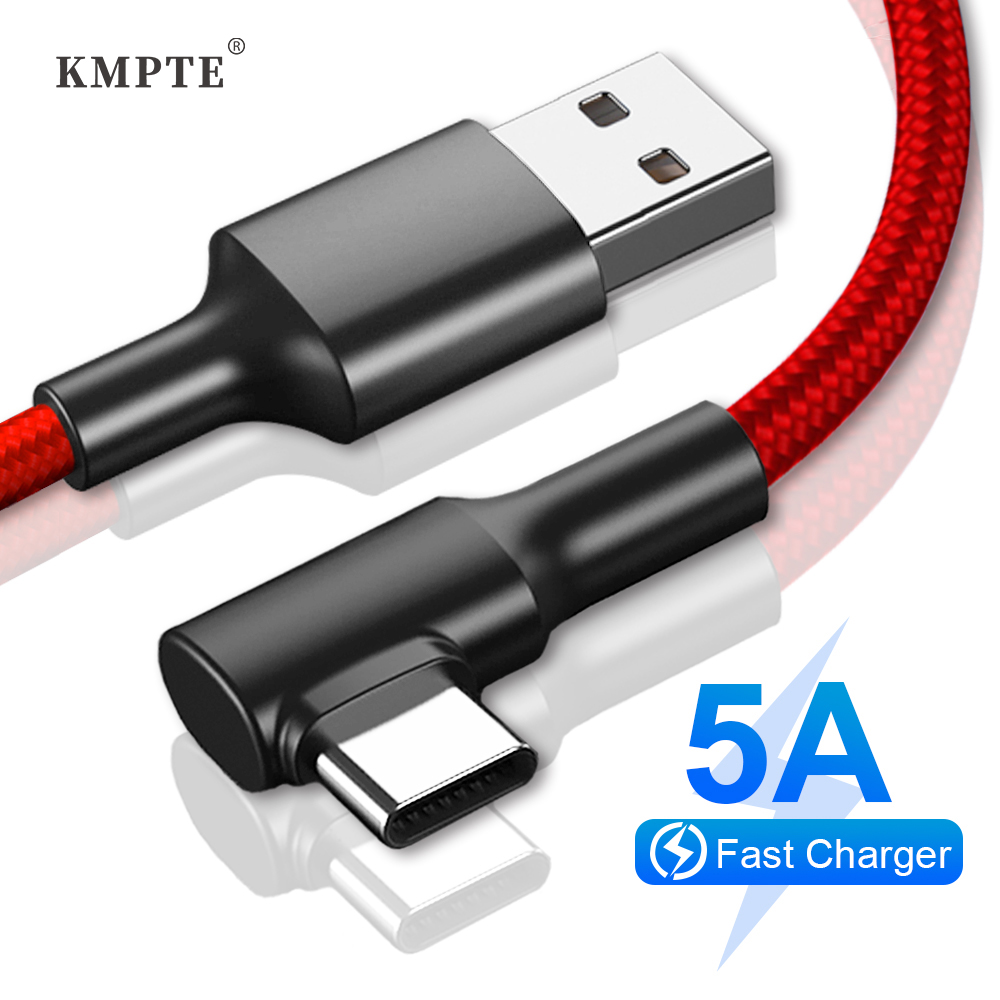 90 Degree USB Type C Cable For Samsung S10 S9 Fast USB Charging Type-C ...