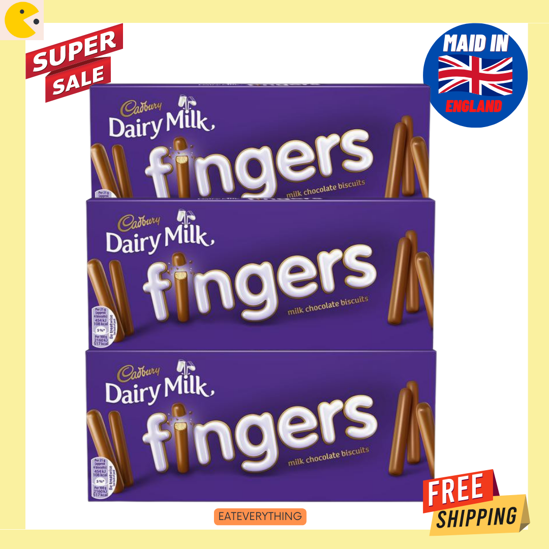 3กล่อง Cadbury Fingers Milk Chocolate Biscuits 114g แคดเบอรี ฟิงเกอร์ ...