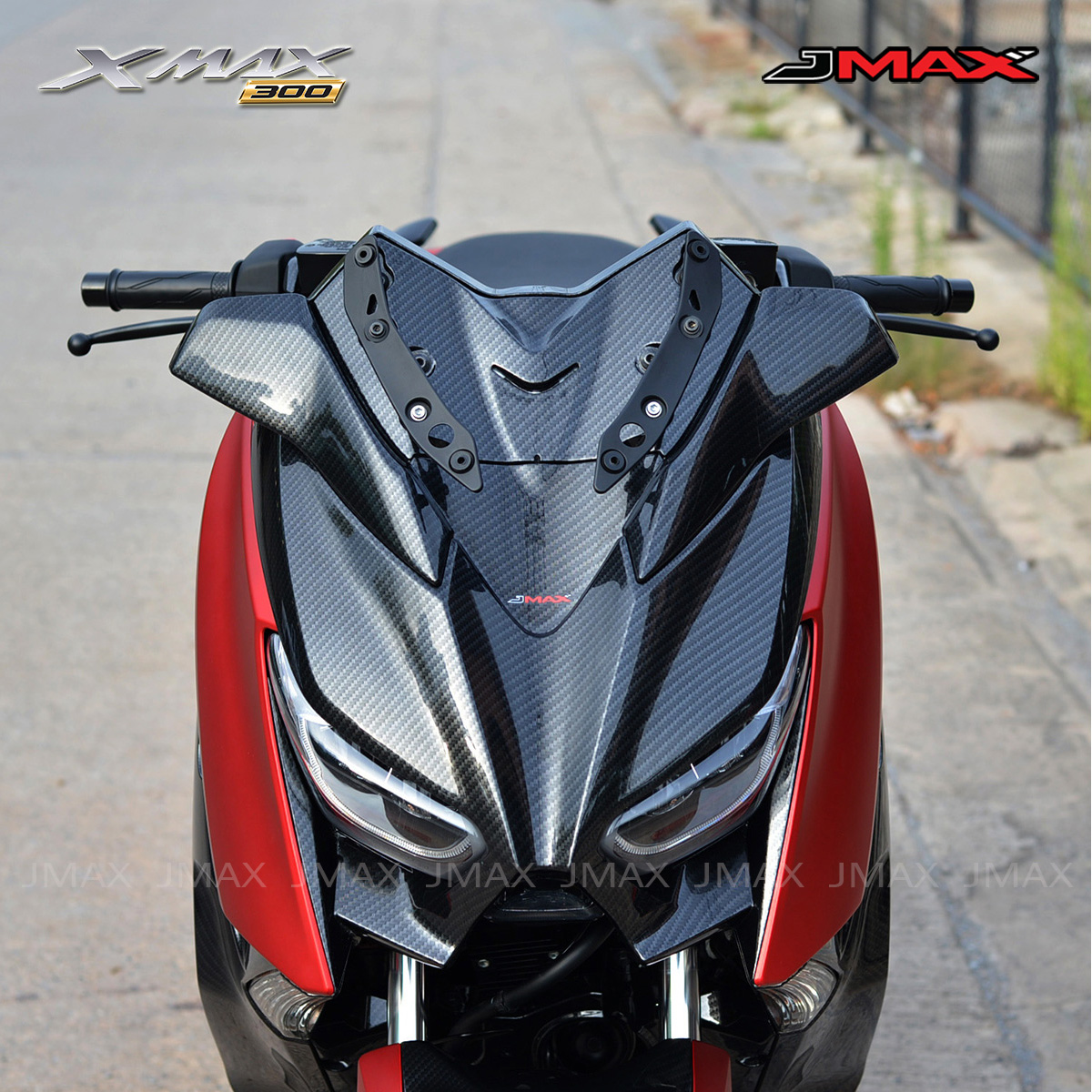 ฝาครอบไฟหน้าตัวบน XMAX 300 JMAX ตรงรุ่น ลายฟิล์มคาร์บอน 6D - J-RIDER ...