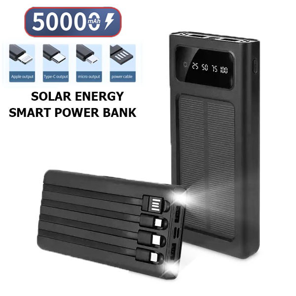 PowerMaster Solar Powered Power Bank 4 Embedded Cables แบตสำรอง พลังงาน ...