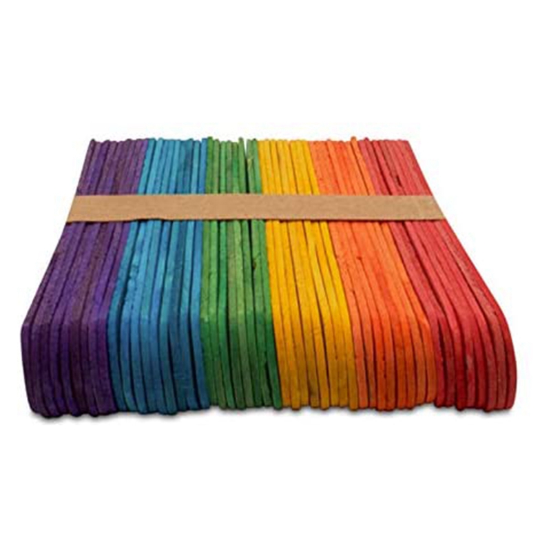 100Pcs Colored Wooden Craft Sticks Art Natural Wood Craft Sticks Great ...