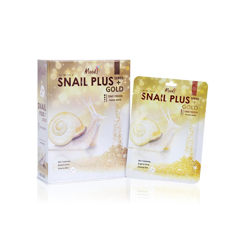 Moods มูดส์ มาส์คหน้า เมือกหอยทาก+ทองคำ Snail Plus+GOLD TIME FREEZE (10 ...