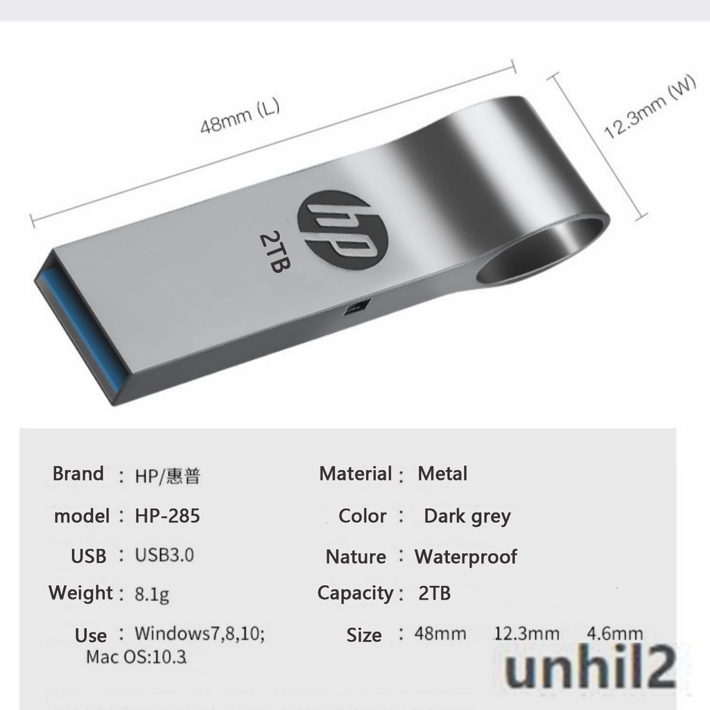 unhil2 1TB 2TB HP USB 3.0 Flash Drive High Speed 2000GB Flash Disk ...