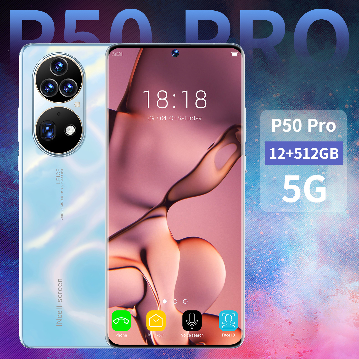 สมาร์ทโฟน P50 Pro 7.3 นิ้ว 12GB RAM+512GB ROM Dual Card Standby Face Recognition 5G Android ...