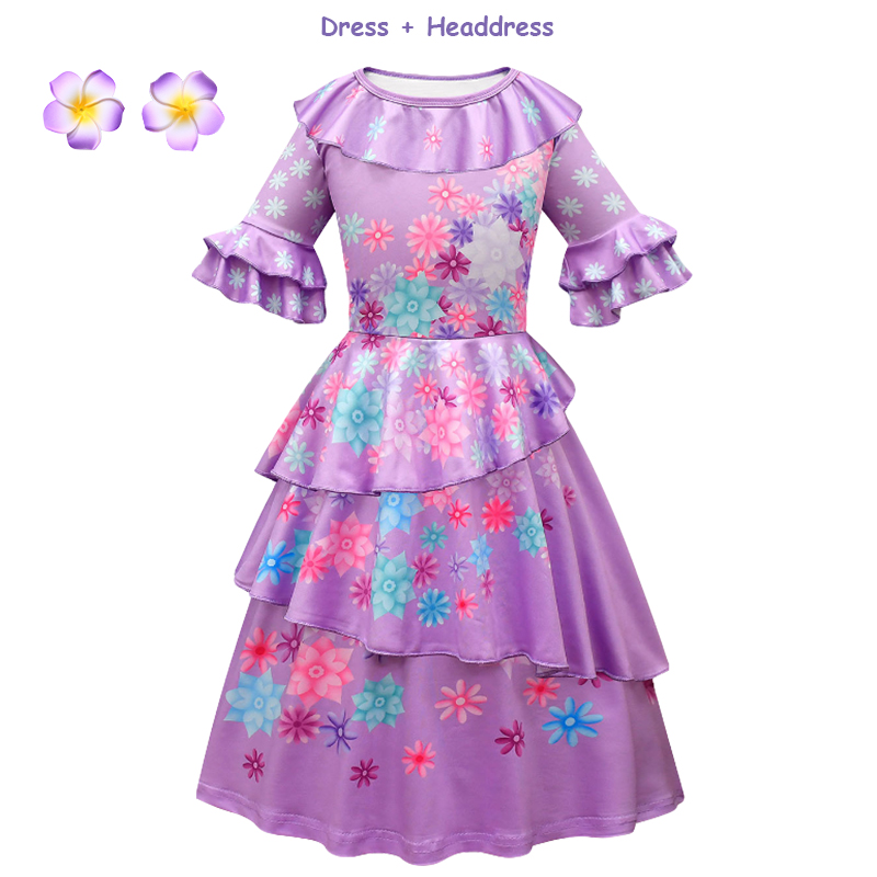 2022 Movie Children Encanto Costume Flower Girls Lotus Leaf Isabela ...