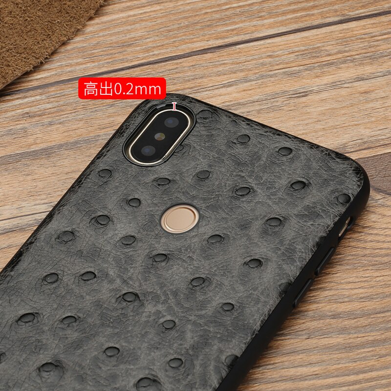 Genuine Leather ostrich pattern case For Xiaomi Mi 8 9se 10t 10 ultra ...