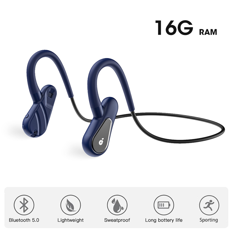 16G RAM Wireless Headset Bluetooth Earphones Memory MP3 Play Sports ...