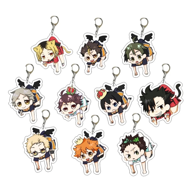 18PcsLot Anime Haikyuu Volleyball Boy Acrylic Keychain Hinata Shoyo ...