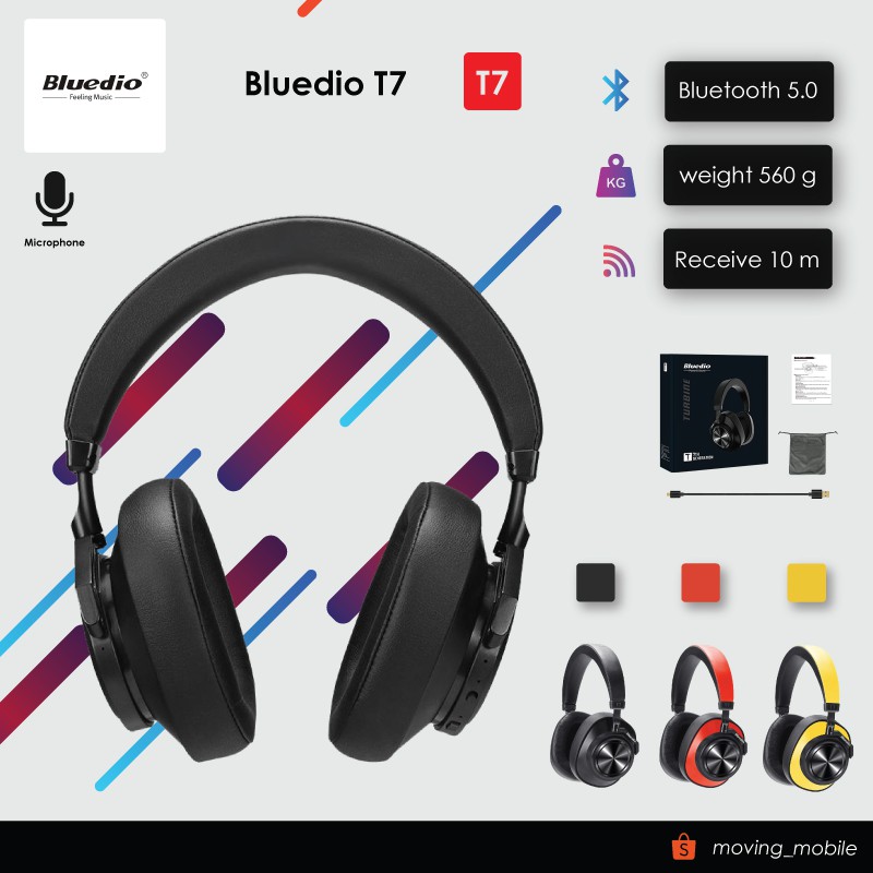 Bluedio T7 หูฟังบลูทูธ User - Defined Active การตัดเสียงรบกวนชุดหูฟัง ...