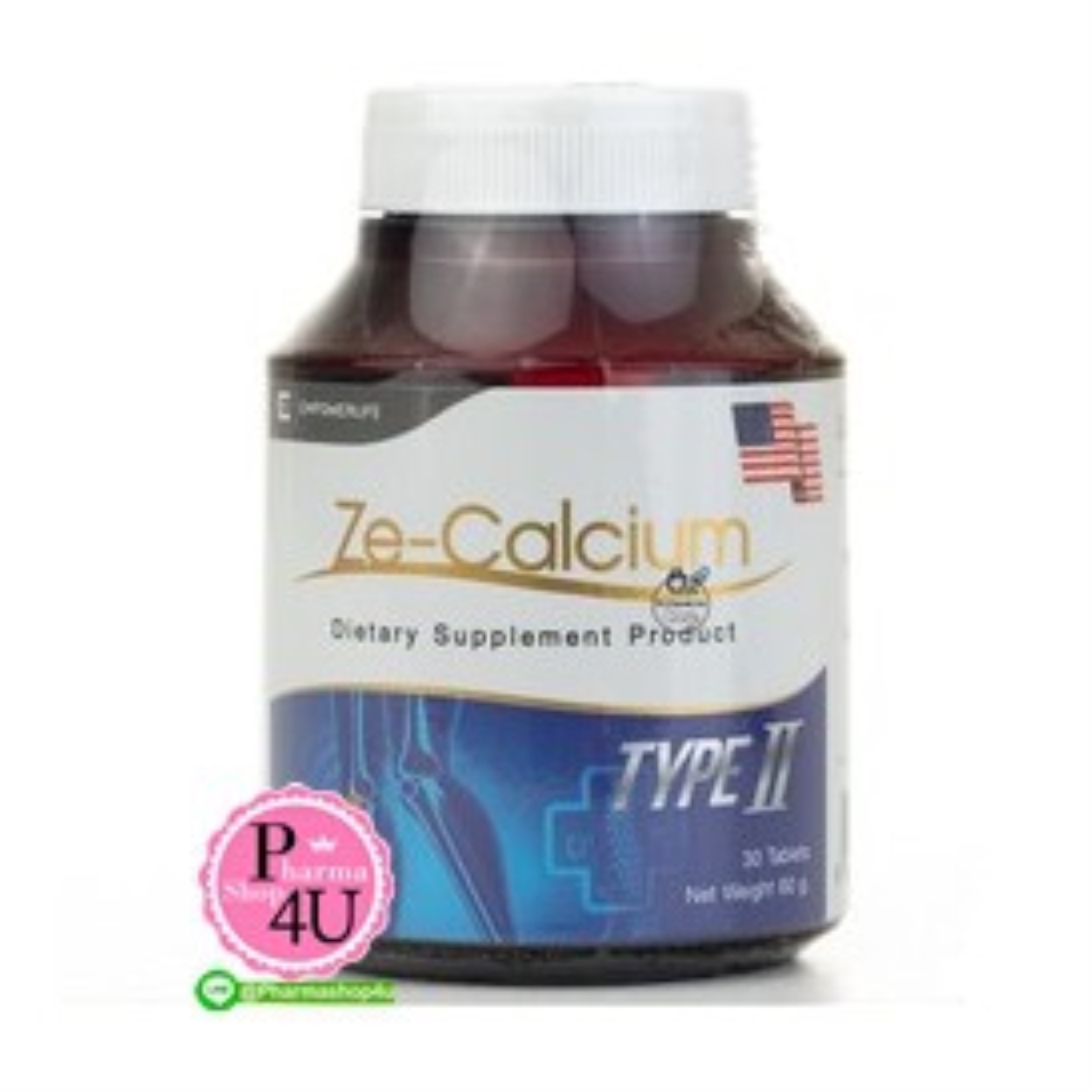 ZE-Calcium ZE Calcium Type II 30s./ 90เม็ด แคลเซียม คอลลาเจนไทพ์ทู ...
