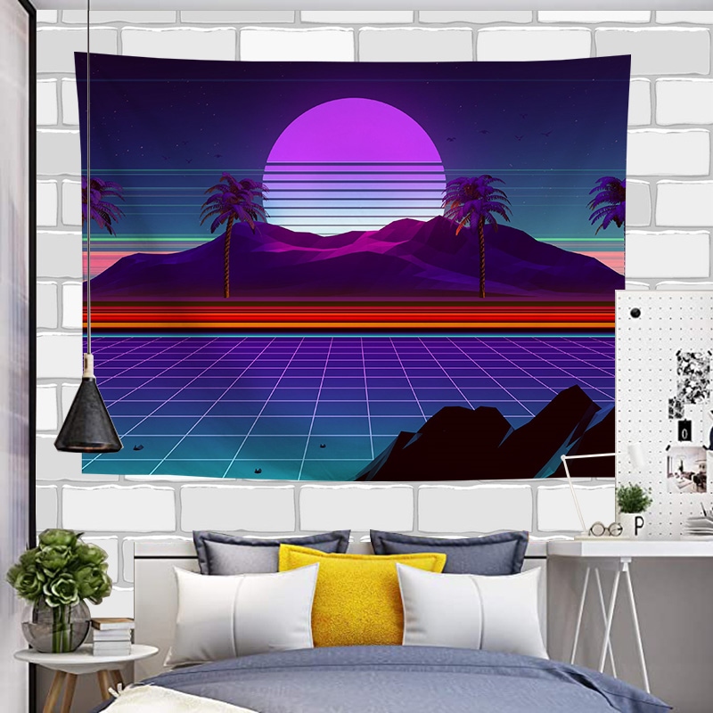 Tapestry Background with Clips Psychedelic Vaporwave Synthwave Print ...