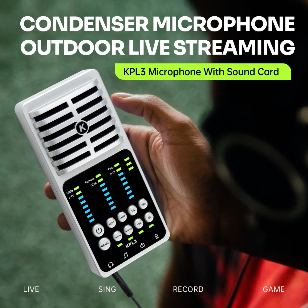 USB Audio Interface Sound Card With Condenser Microphone Live Broadcast ...